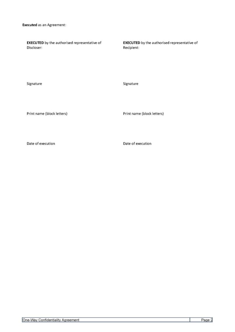 One-way Non Disclosure Agreement (NDA) Template - CherryPicka