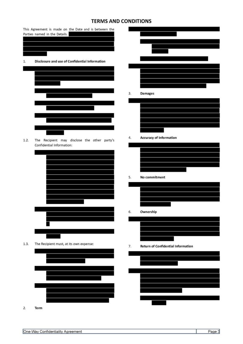 One-way Non Disclosure Agreement (NDA) Template - CherryPicka