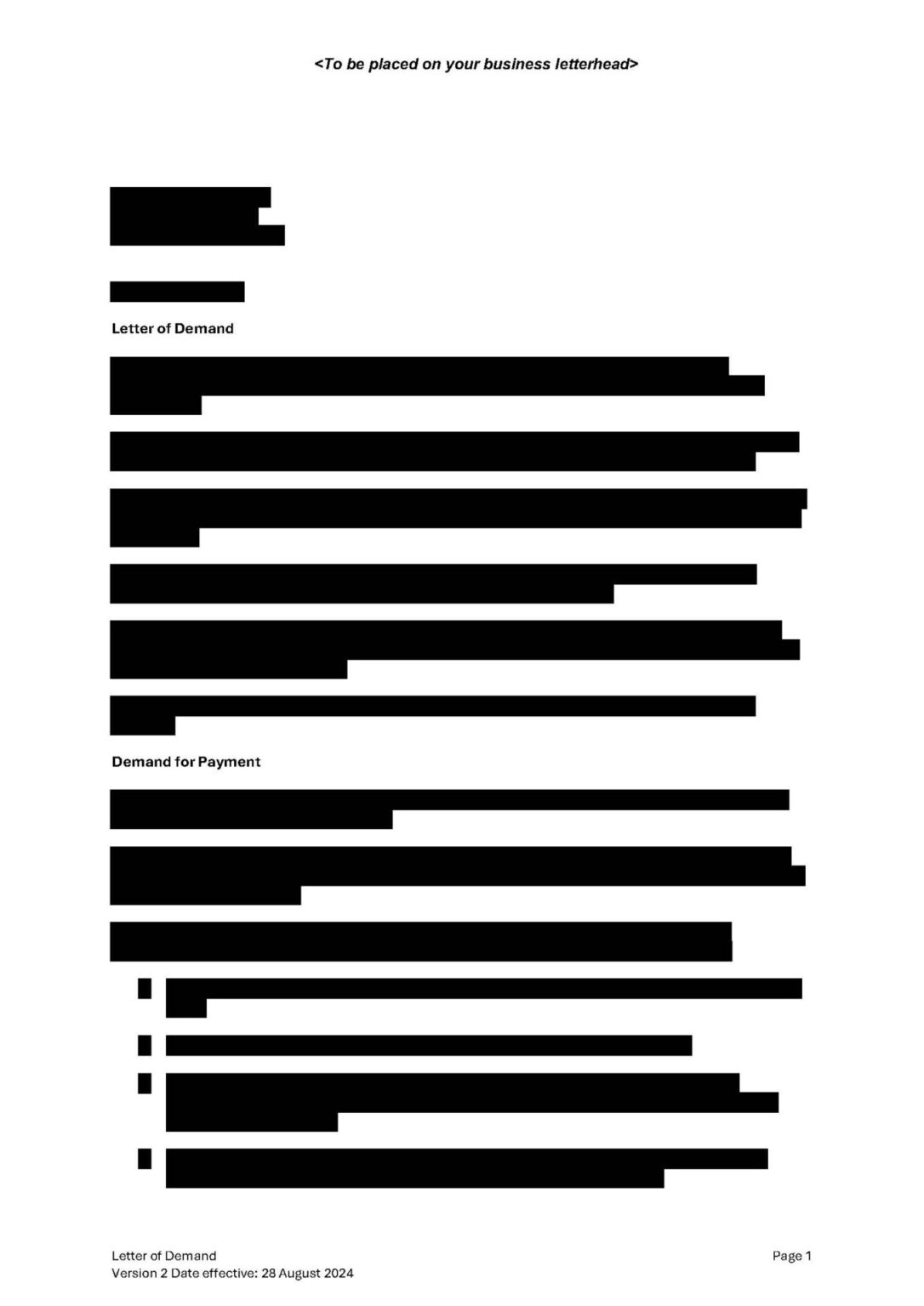 Letter of Demand - Legal Document Template - CherryPicka